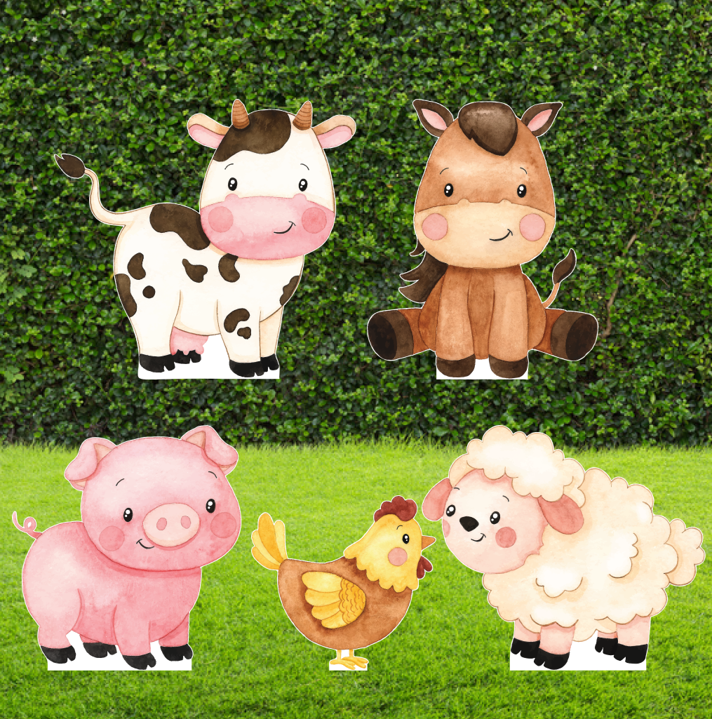 Watercolour Farm Yard 5 Piece Sign Set – Party Sign Co