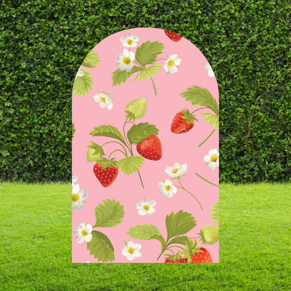 Strawberry Pattern Arch Backdrop - Party Sign Cut outs and Standees ...