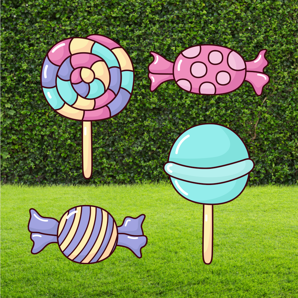 Tasty Candy 4 Piece Set - Party Sign Cut out and Standee – Party Sign Co