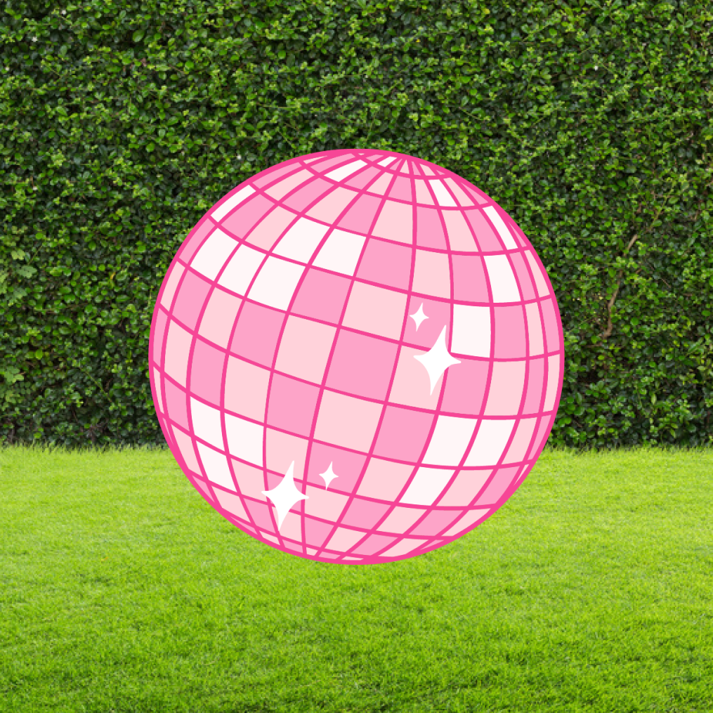 Pink Disco Ball Cut Out Sign – Party Sign Co