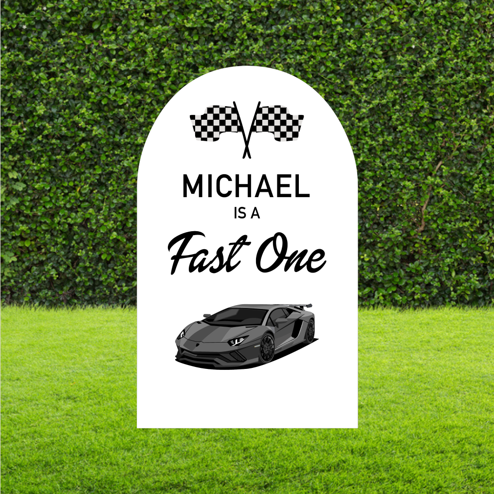 Fast One Race Car Arch - Customised - Party Sign Cut outs and Standees ...