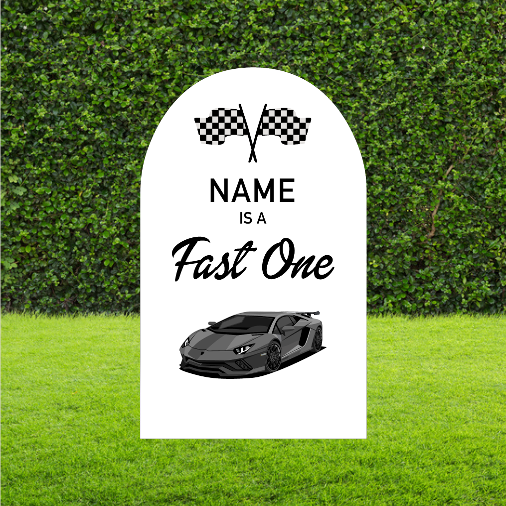 Fast One Race Car Arch - Customised - Party Sign Cut outs and Standees ...