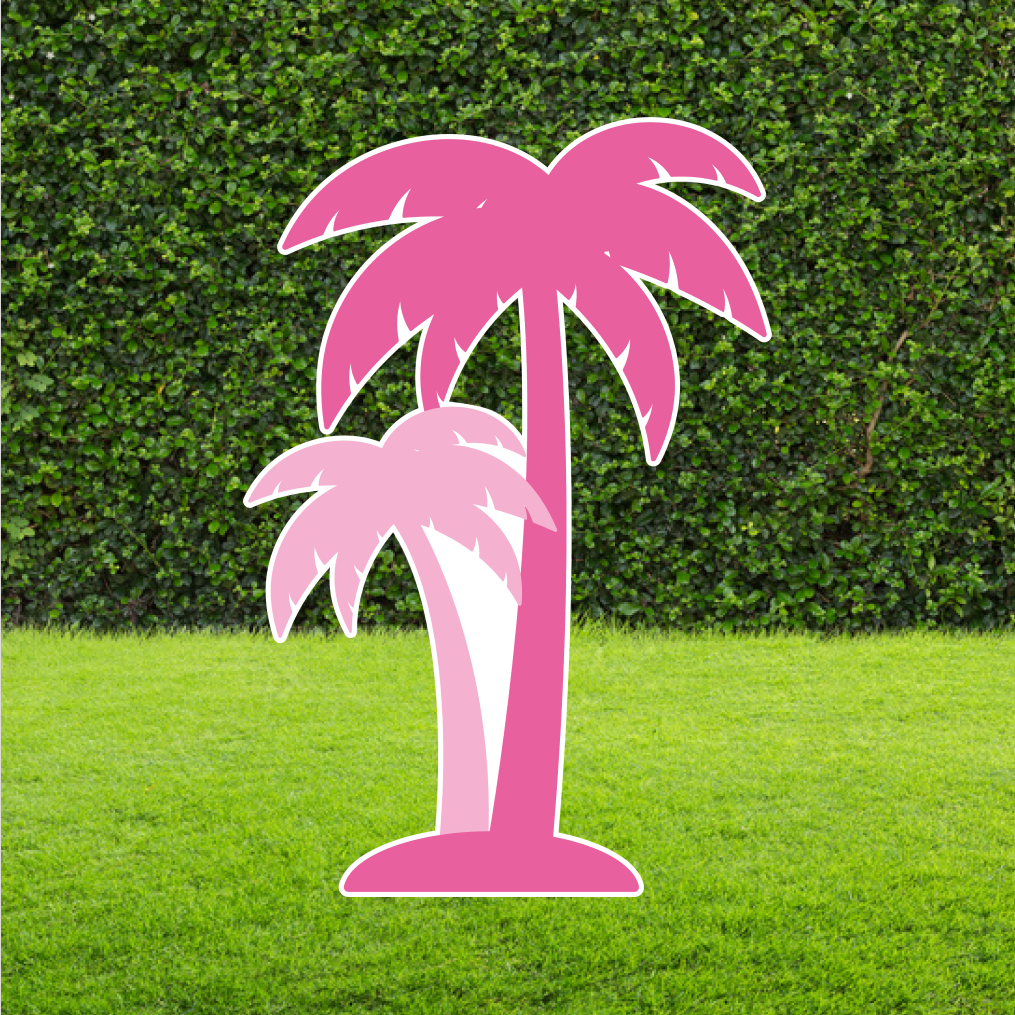 Palm Tree Party Prop Cut Out Pink Two-Tone – Party Sign Co