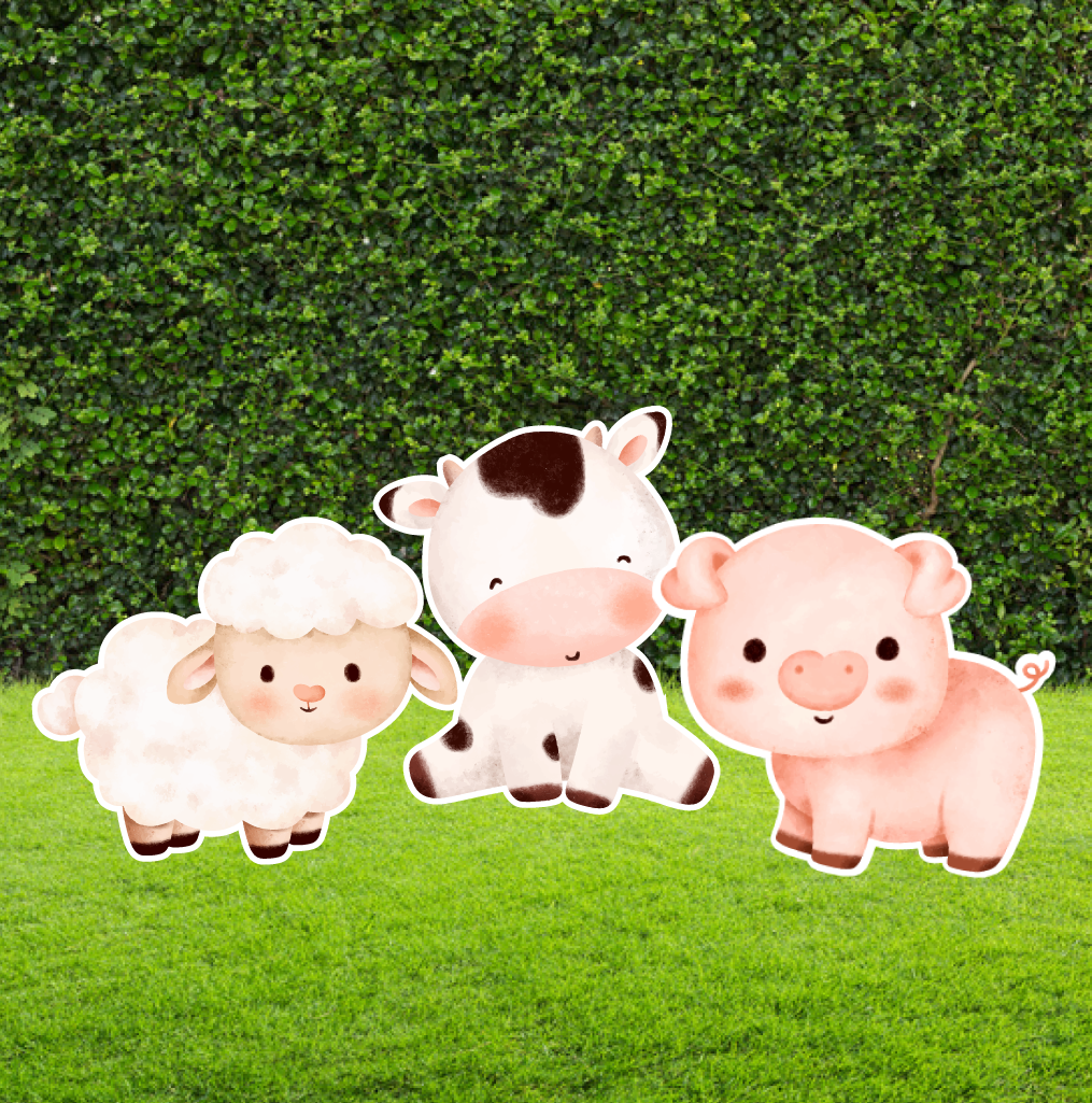 Watercolour Farm Yard 3 Piece Sign Set – Party Sign Co