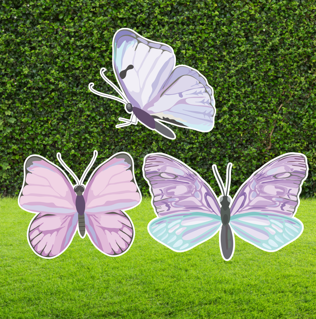 Purple Butterfly Party Prop Cut Out Set – Party Sign Co