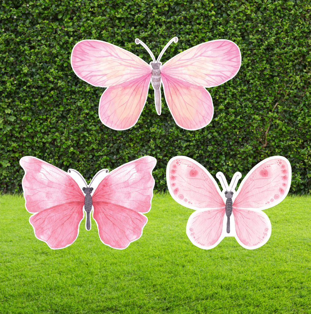 Pink Butterfly Party Prop Cut Out Set – Party Sign Co