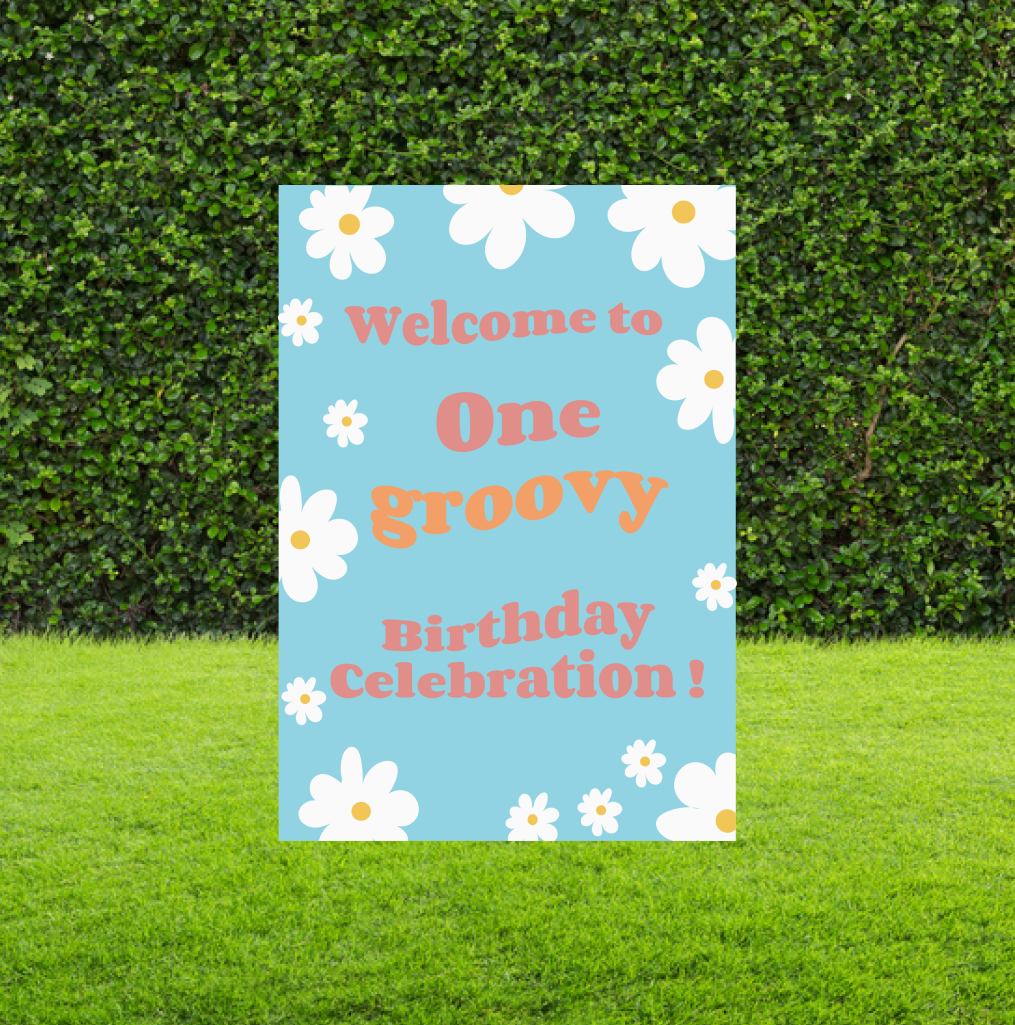 One Groovy Welcome Sign – Party Sign Co