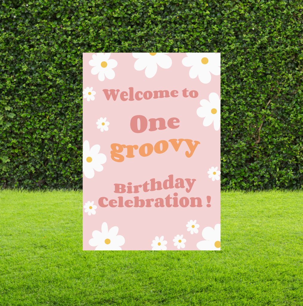 One Groovy Welcome Sign – Party Sign Co