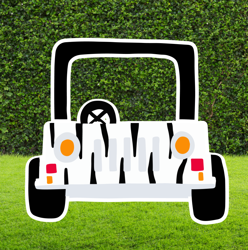 Zebra Safari Jeep Selfie Frame – Party Sign Co